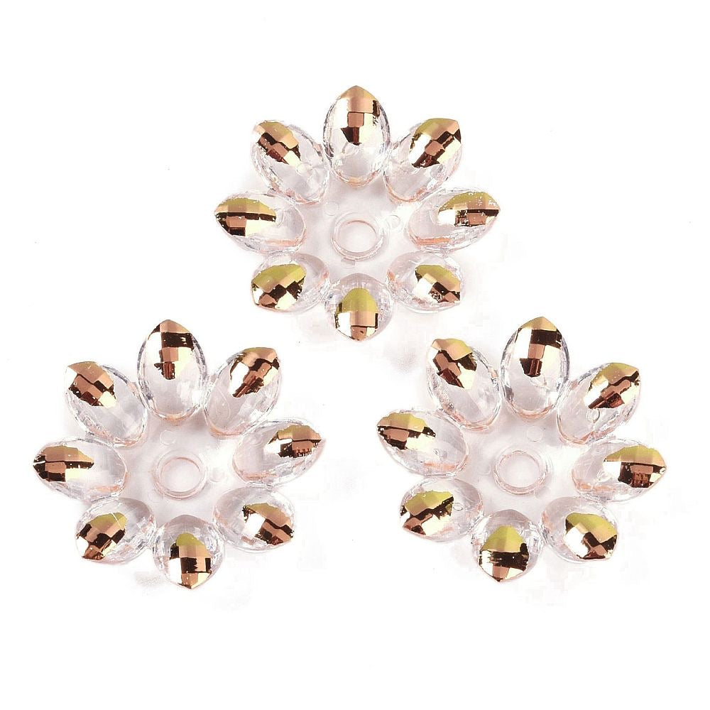 Clear and Gold Acrylic Flower Bead Caps 37mm, 5pcs – Damaris Beads