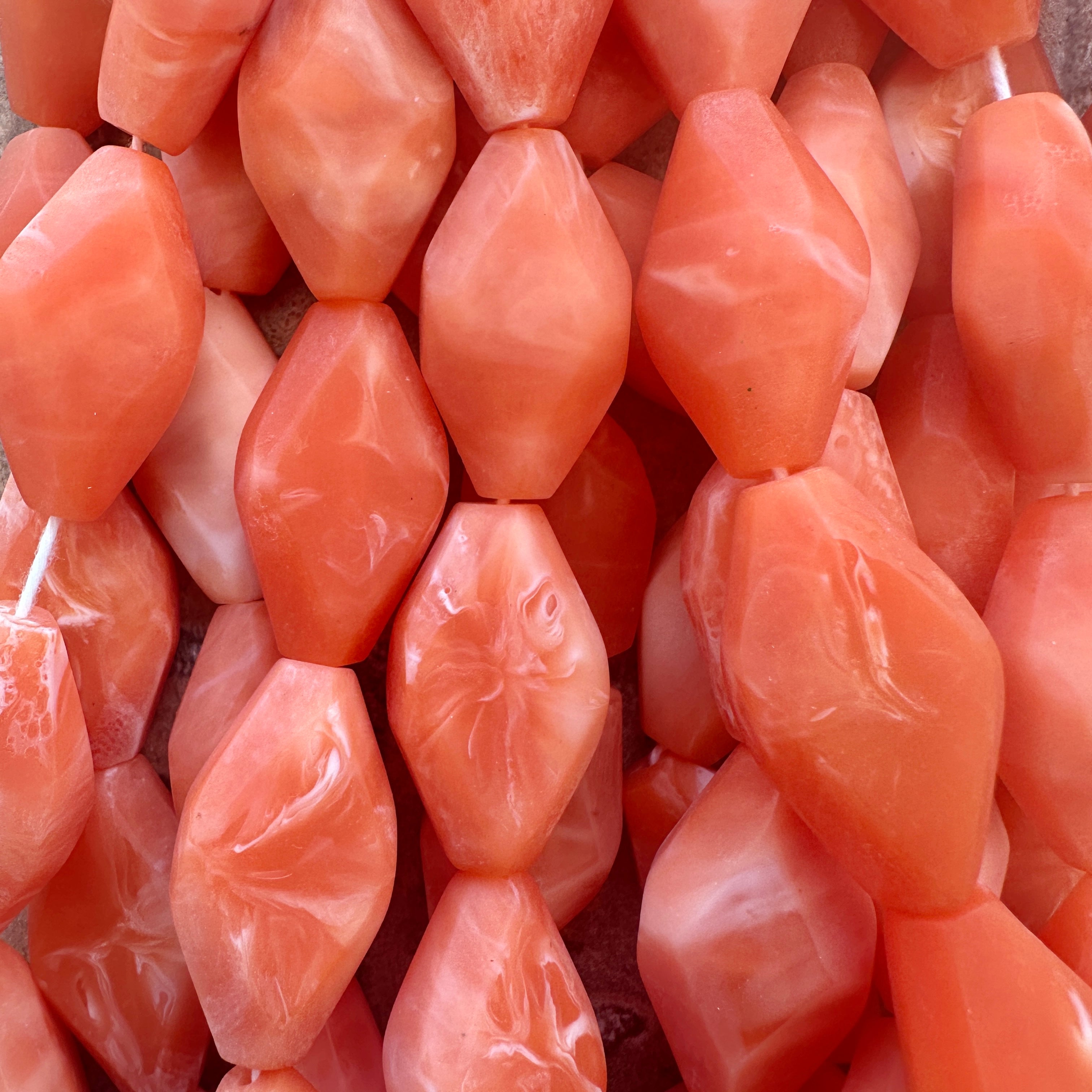 Faceted Bicone Frosted-Marbled Resin Bead Strand, 35mm – Damaris Beads