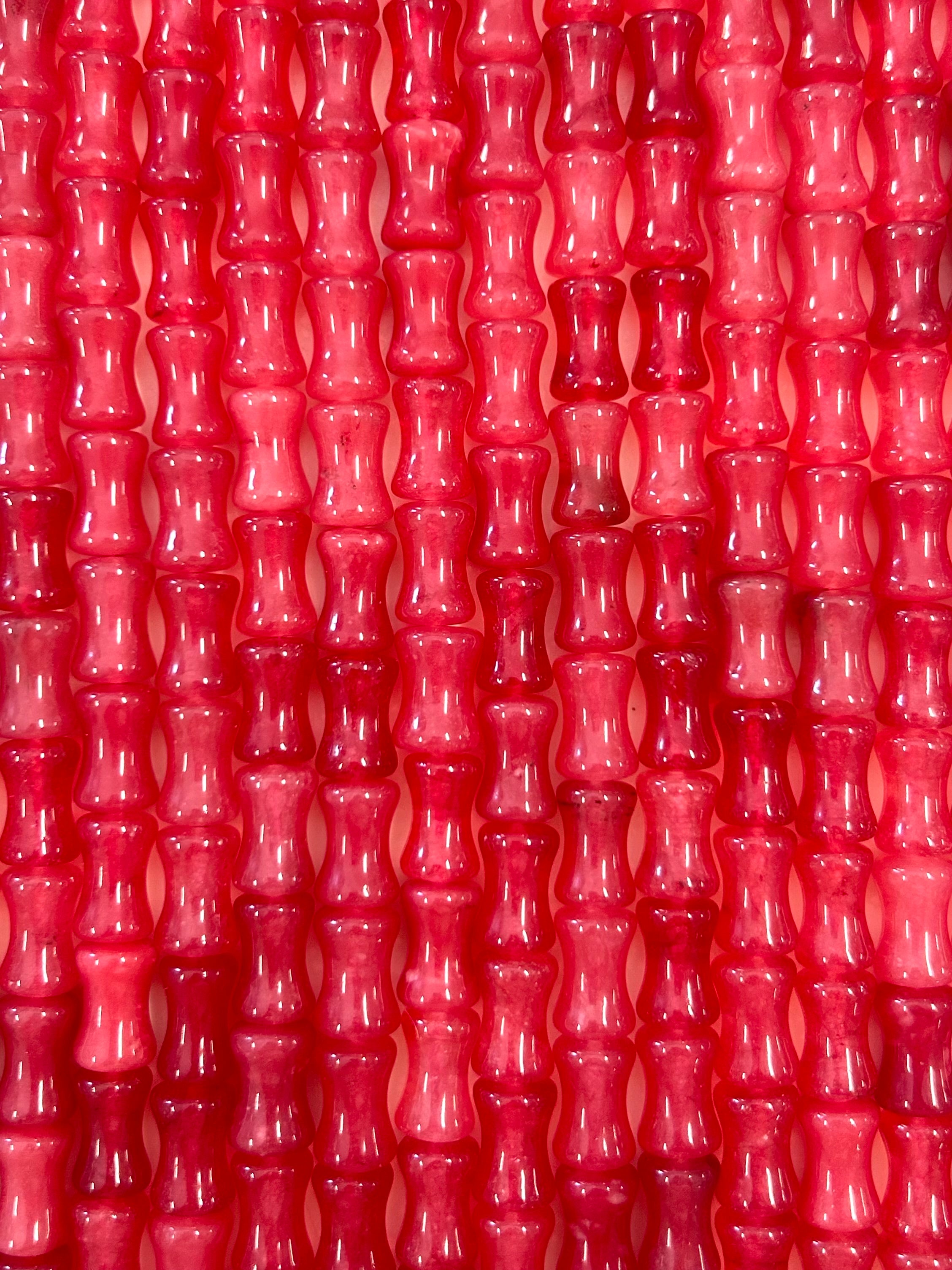 Red Pink Hourglass Shape Jade Bead Strand, 12mm – Damaris Beads