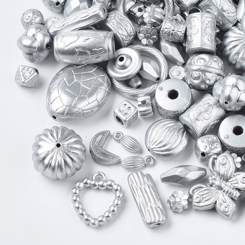 Matte Silver Multi Shape Acrylic Beads – Damaris Beads