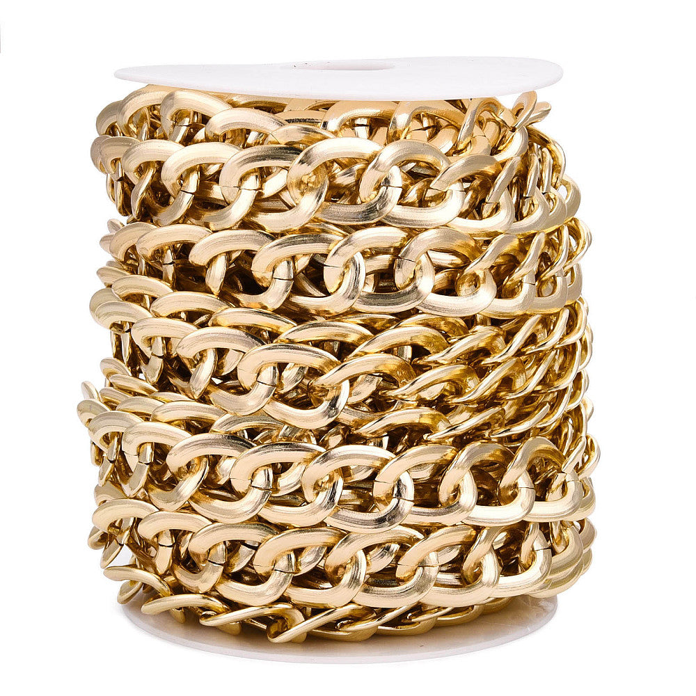 Gold Aluminum Curb Chain Roll 22mm, 10 Yards – Damaris Beads