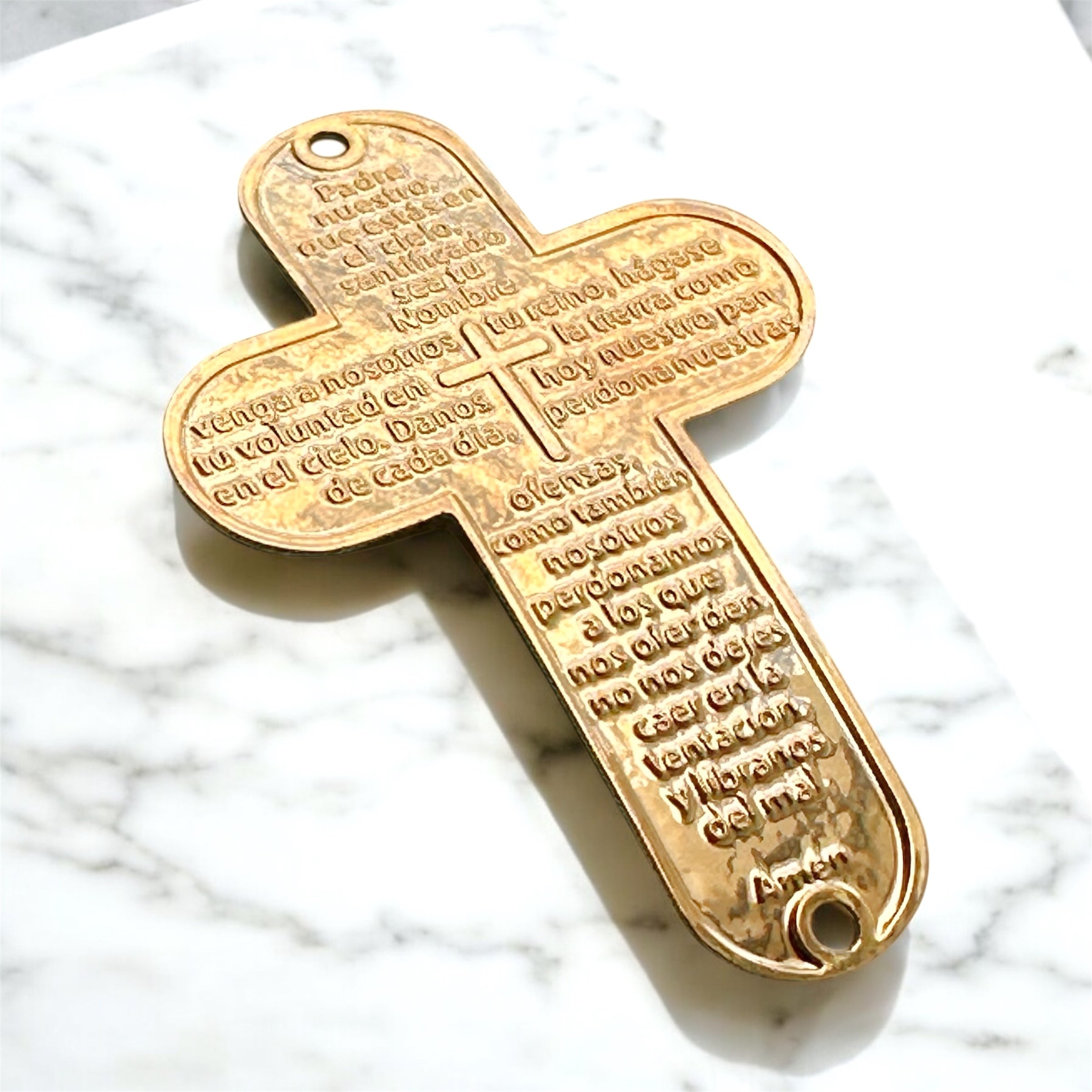 Gold-Filled “Our Father” Cross Connector 40mm, 1pc – Damaris Beads