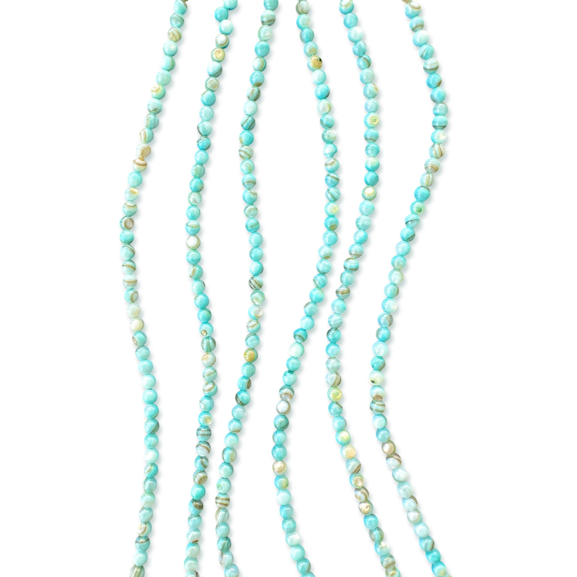 Round Turquoise Shell Bead Strand, 3mm – Damaris Beads