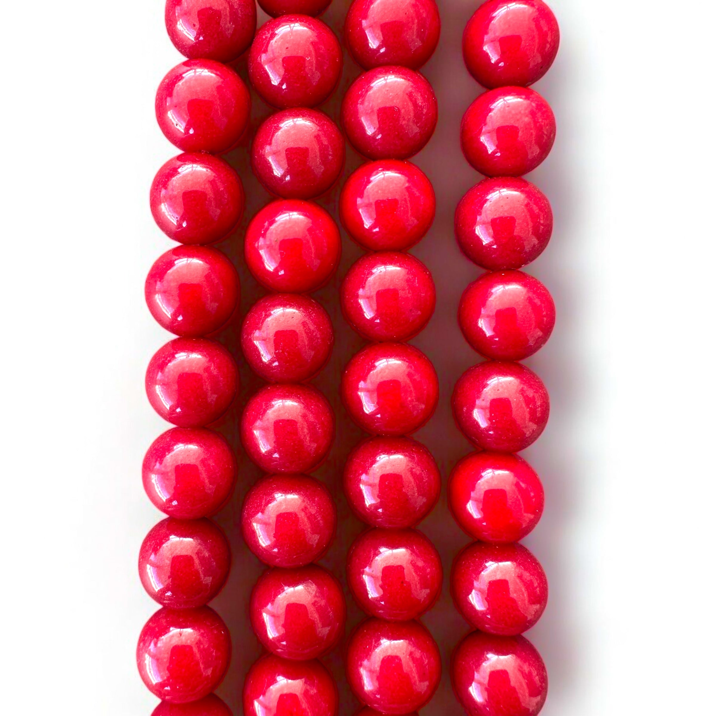 Round Red Jade Bead Strand, 10mm – Damaris Beads