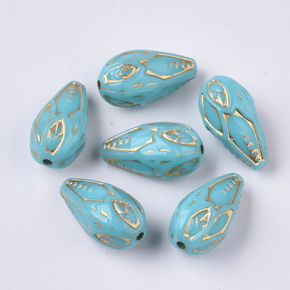 Turquoise Acrylic Drops, 15pcs – Damaris Beads